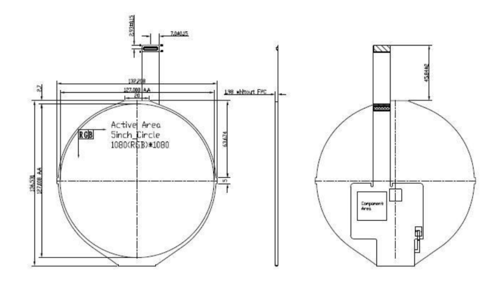 5inch Round Circular TFT LCD Display 1080*1080 FHD Gauge LCD Screen ...