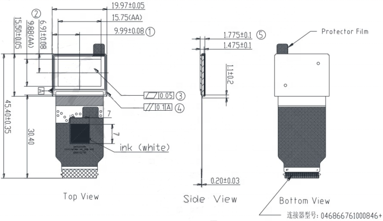0.72inch Microdisplay AMOLED 1920*1200 2000nit MIPI Micro OLED Display ...